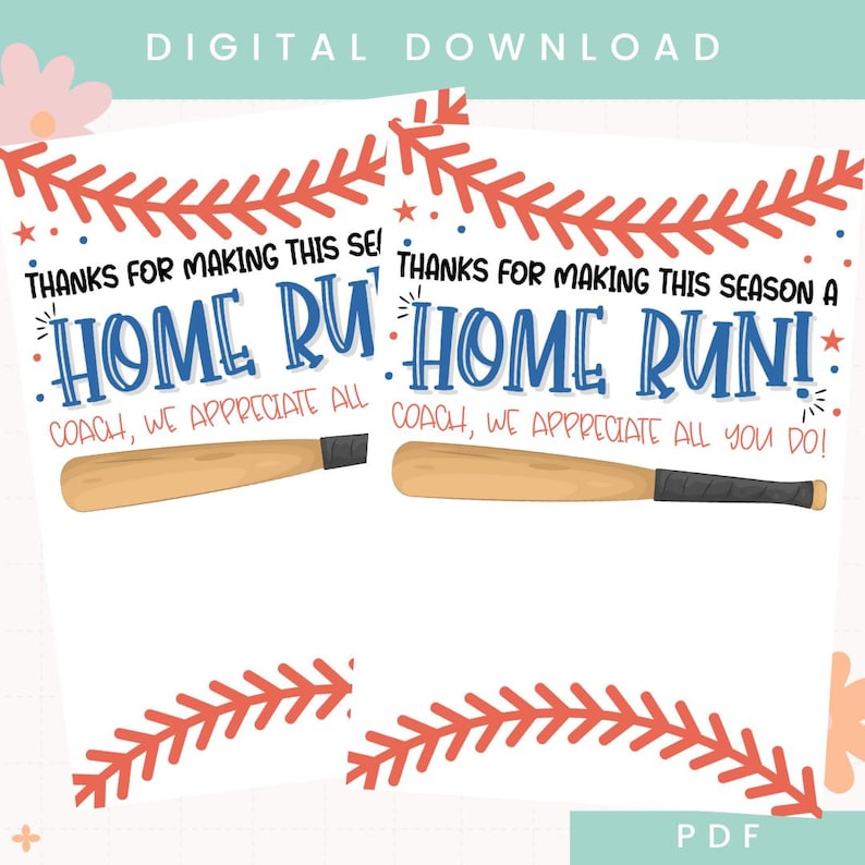 Printable Baseball Coach Gift Card Holder | Coach Appreciation Gift ...