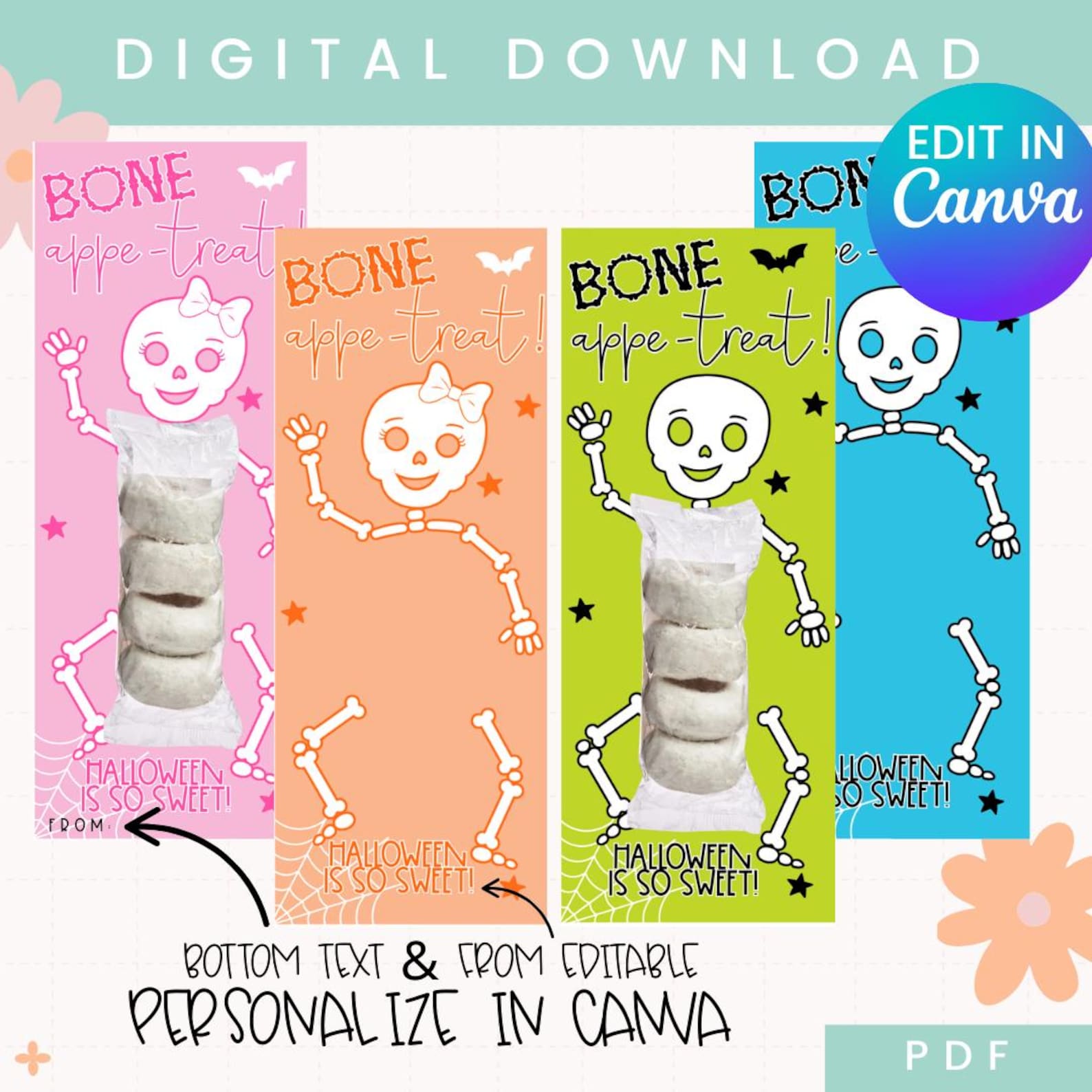 Skeleton Donut Card | Printable Halloween Donut Skeleton Card ...
