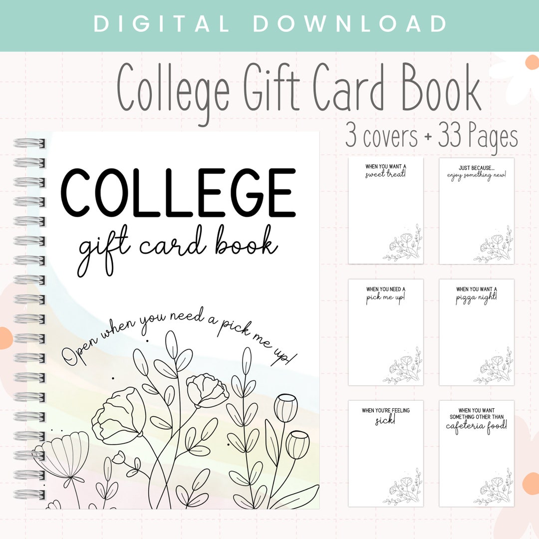 Printable College Gift Card Book | College Gift Card Photo Album Pages ...