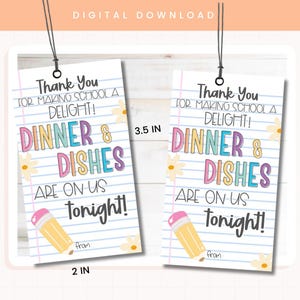 Printable Dinner & Dishes Gift Tag | Teacher Appreciation Week | Back ...