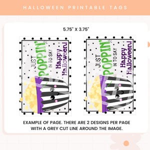 Just Poppin in to Say Happy Halloween Popcorn Tag | Halloween Party ...