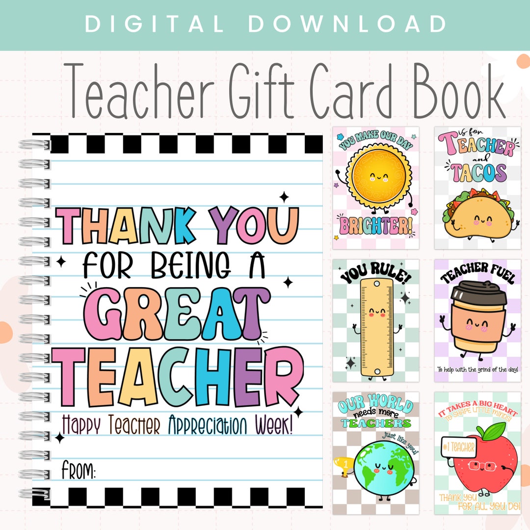 Printable Teacher Appreciation Gift Card Book | School Staff Principal ...