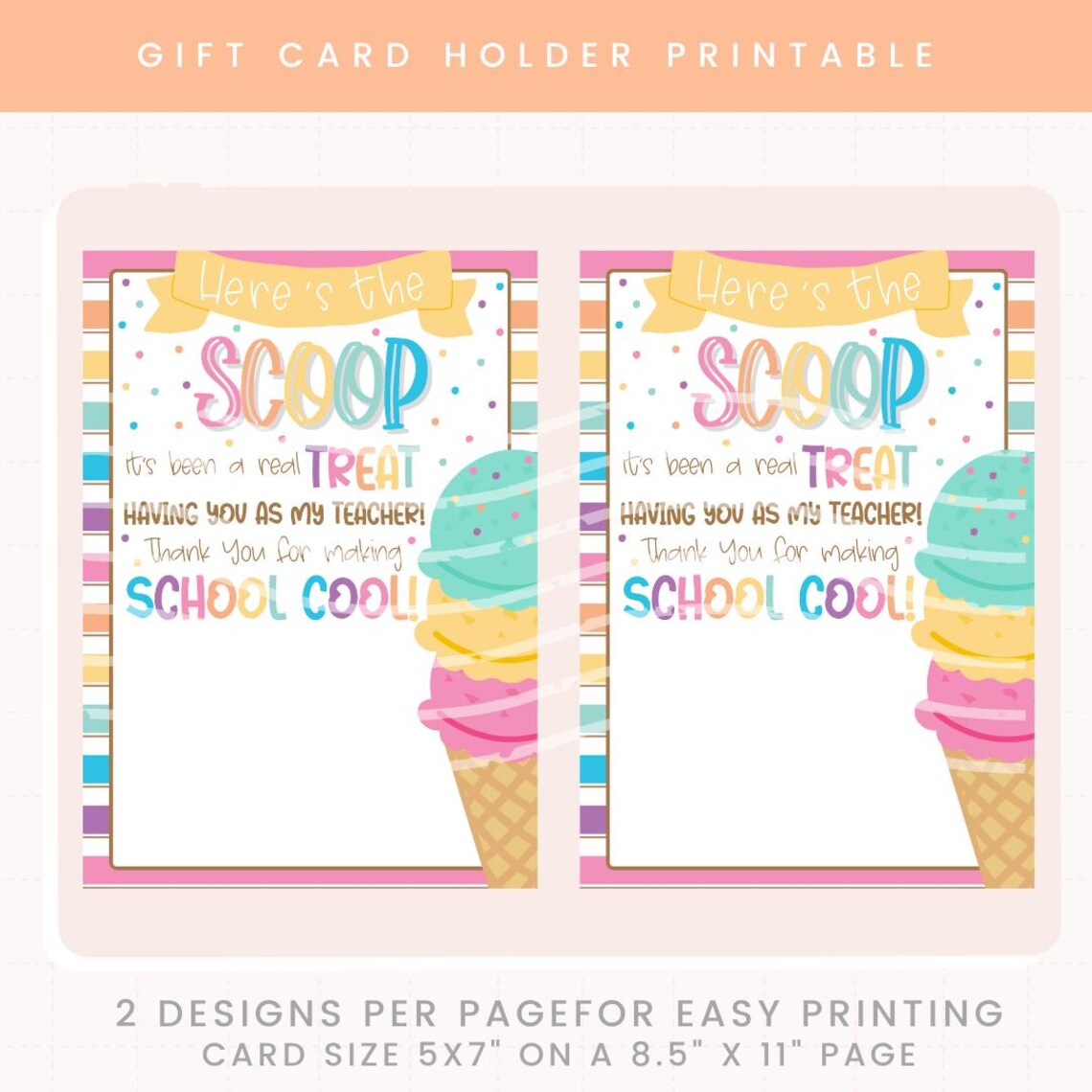 Printable Teacher Gift Card Holder | End of the Year Gift Card Holder ...