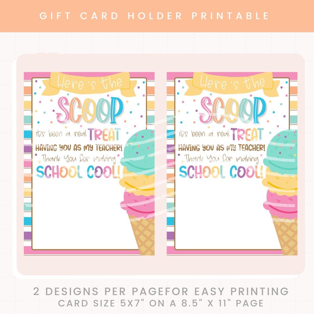 Printable Teacher Gift Card Holder | End of the Year Gift Card Holder ...