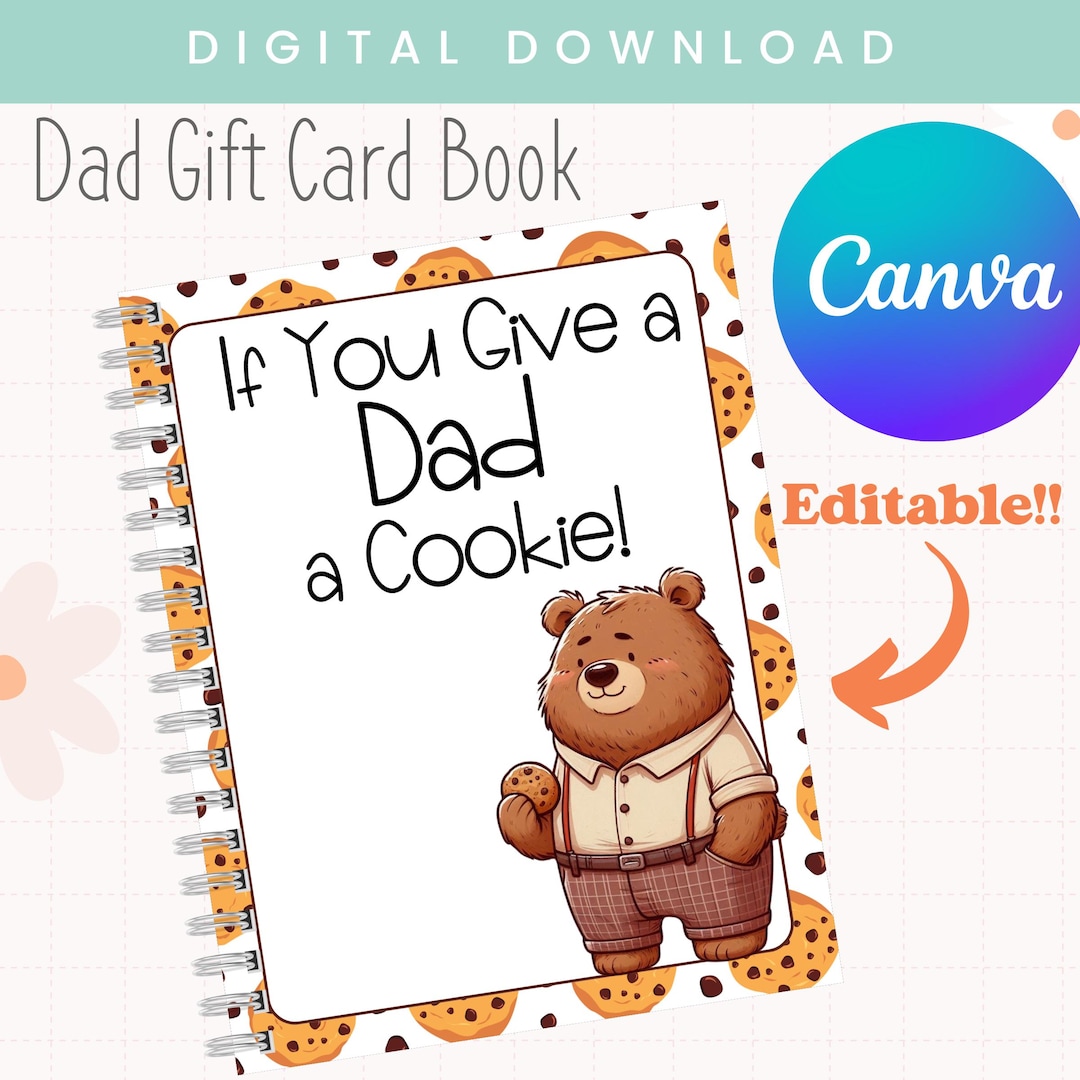 Printable If You Give A Dad A Cookie Gift Card Book | Dad Birthday Gift ...