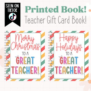 Printed Teacher Gift Card Book | School Staff Principal Appreciation ...