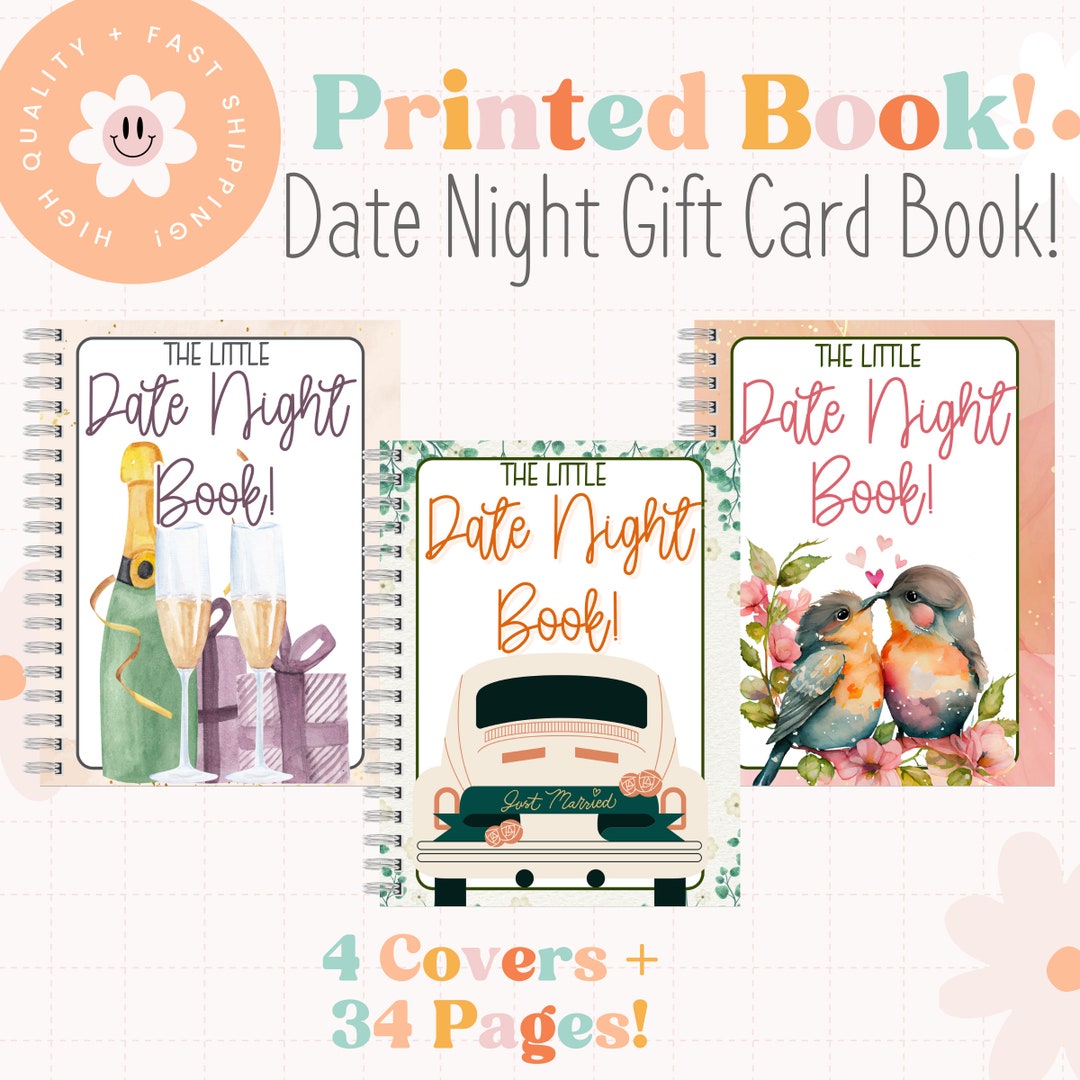 Printed Date Night Gift Card Book | Wedding Gift | Anniversary Gift ...