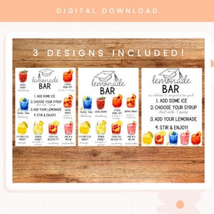 Graduation Party Lemonade Bar Menu | Lemonade Bar Sign Printable ...