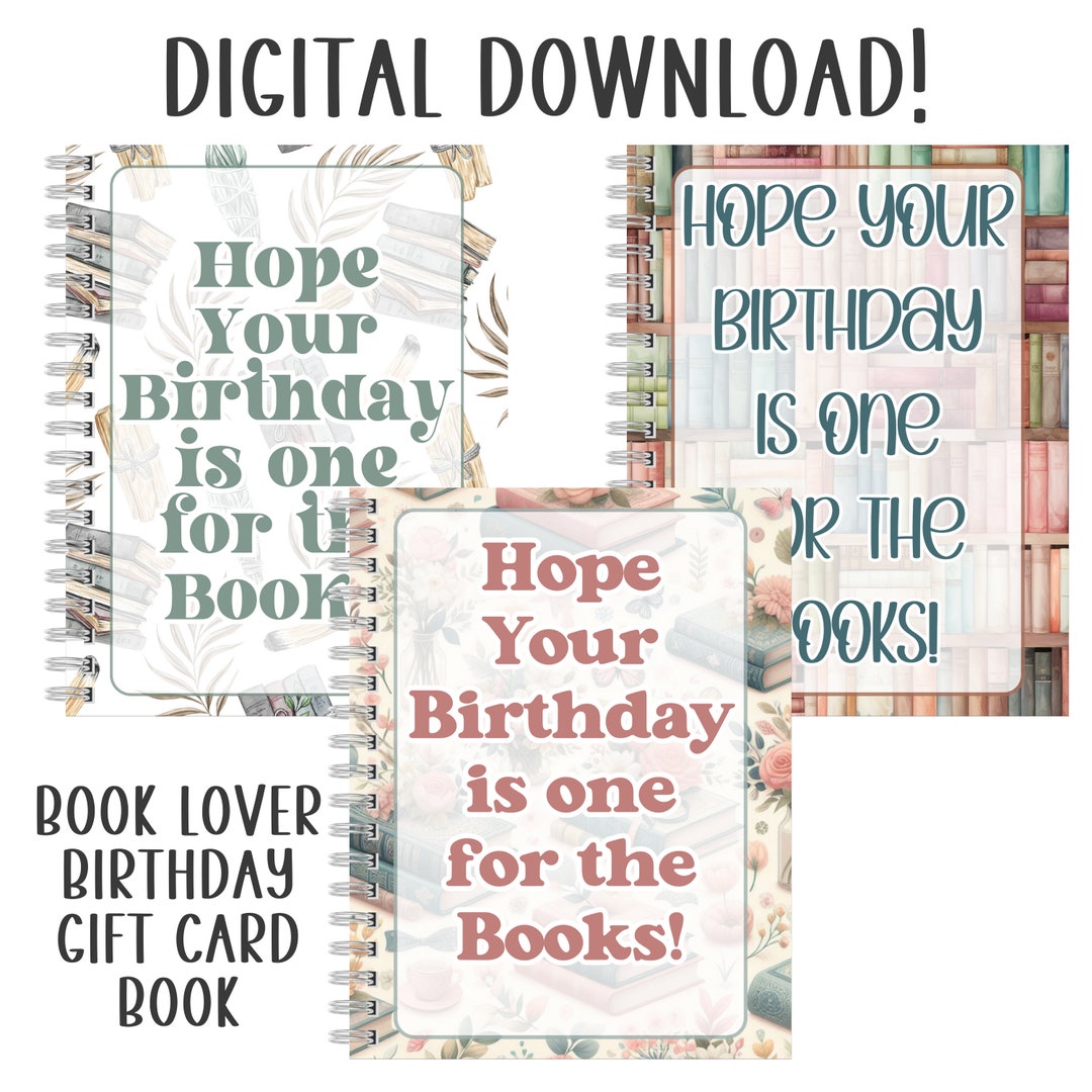 Printable Happy Birthday Gift Card Book | Gift for Book Lovers ...