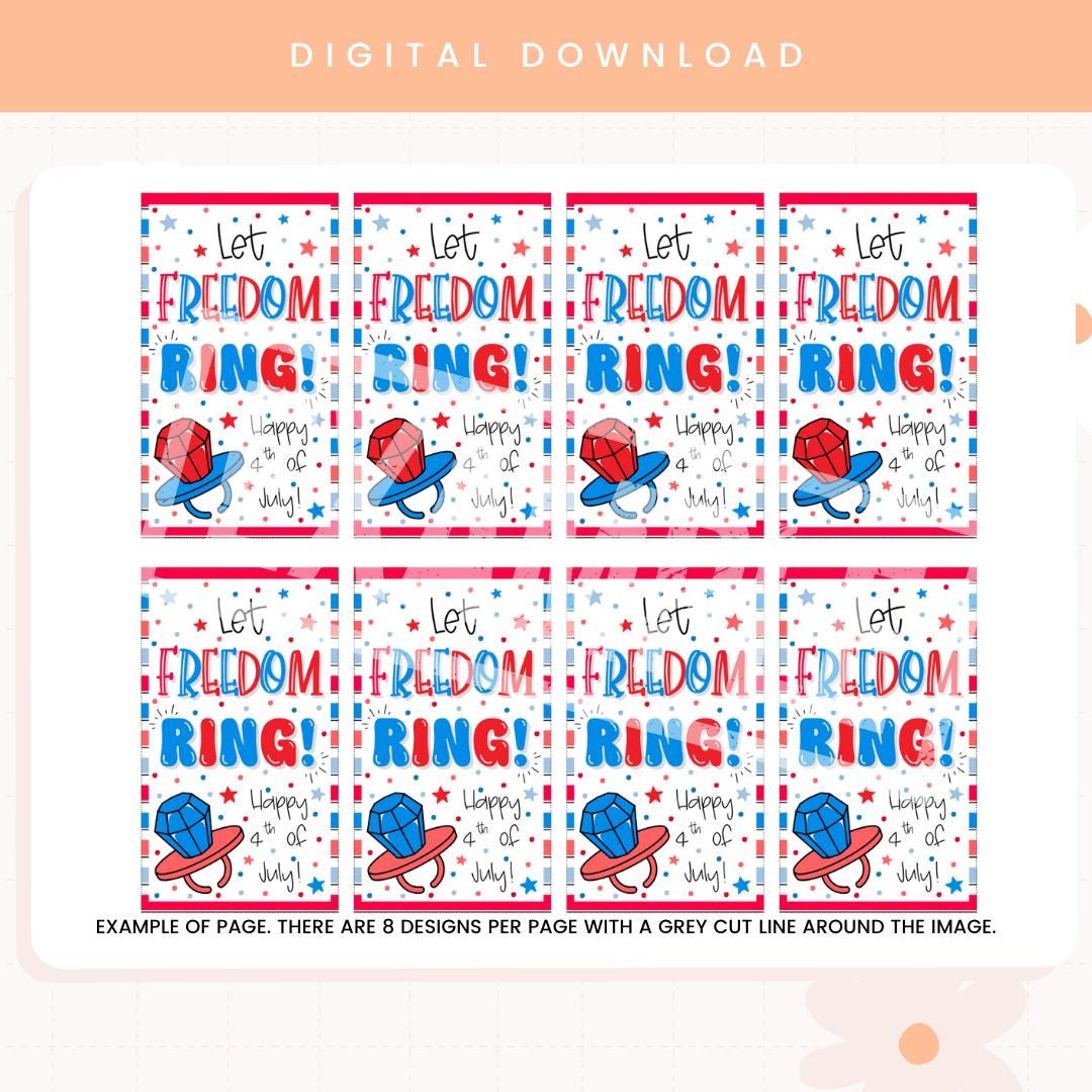 Printable Candy Ring 4th of July Gift Tags | Editable Gift Tag | Let ...