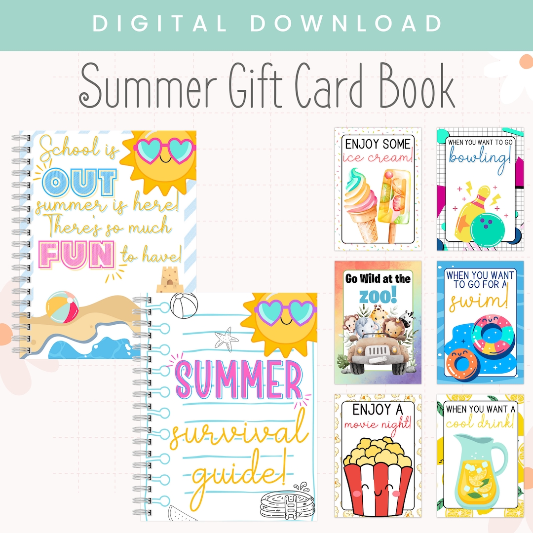 Printable Summer Gift Card Book | Summer Teacher Gifts | Summer College ...