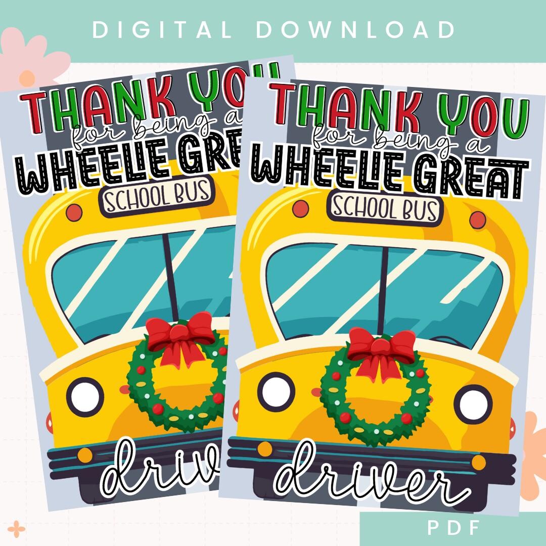 Printable Christmas School Bus Driver Gift Card Holder School Bus ...