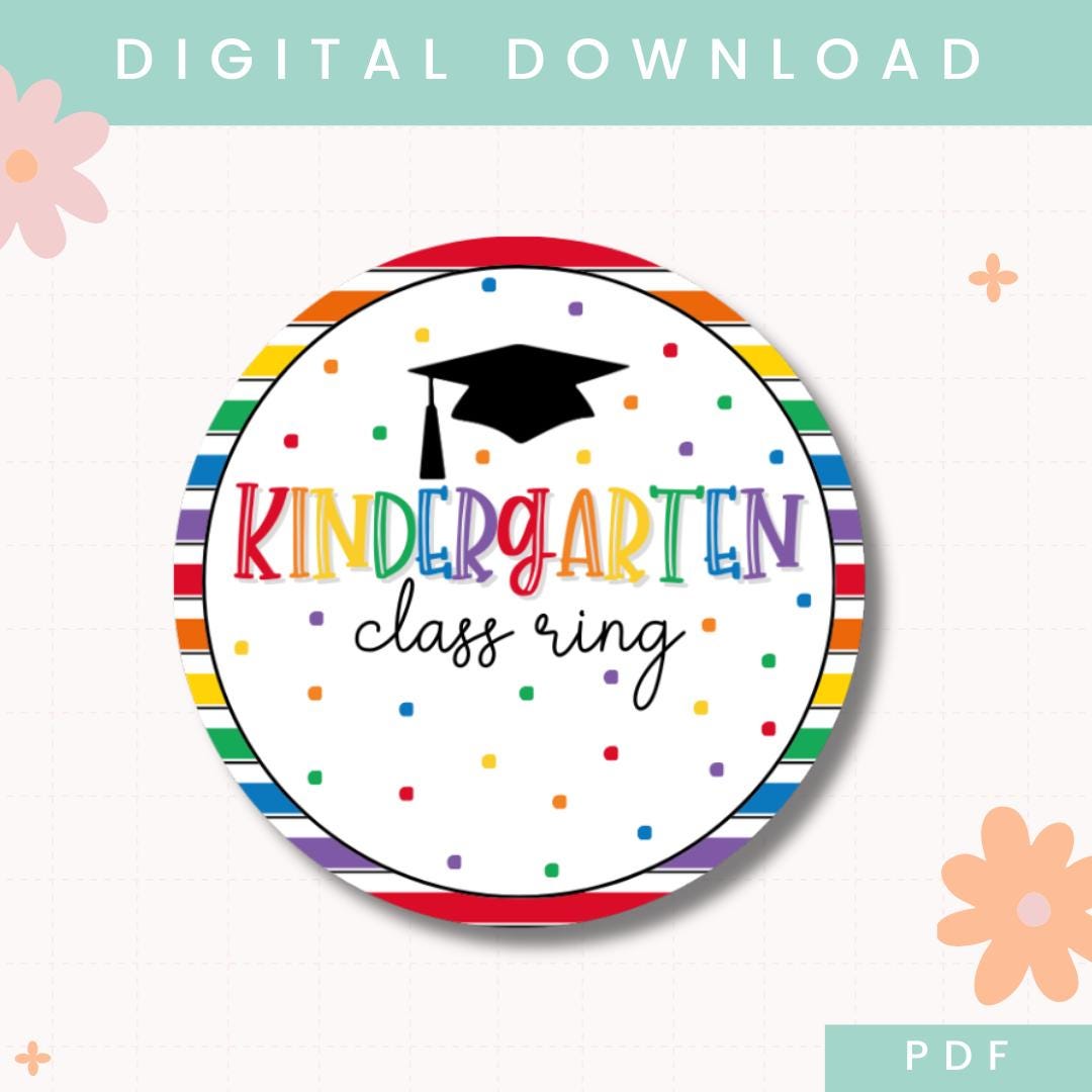 Kindergarten Class Ring Gift Tag | Candy Ring Gift Tag | Graduation ...