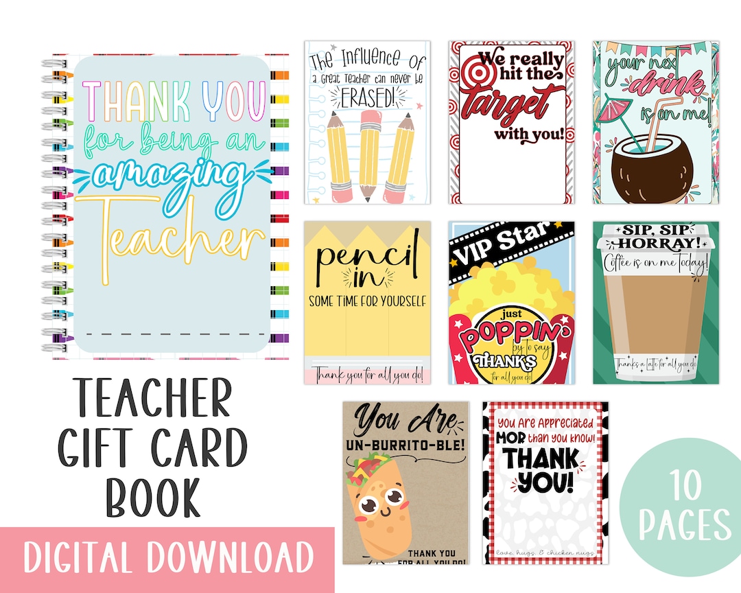 Printable Teacher Gift Card Book | Teacher Appreciation Gift | Back to ...