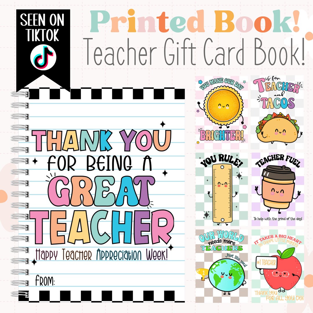 Printed Personalized Teacher Appreciation Gift Card Book | School Staff ...