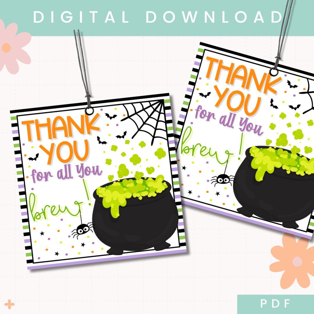 Halloween Coffee Teacher Gift Tags | Teacher Halloween Gift Tags ...
