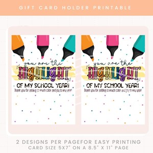 Printable End of School Year Teacher Gift Card Holder | Summer is Here ...