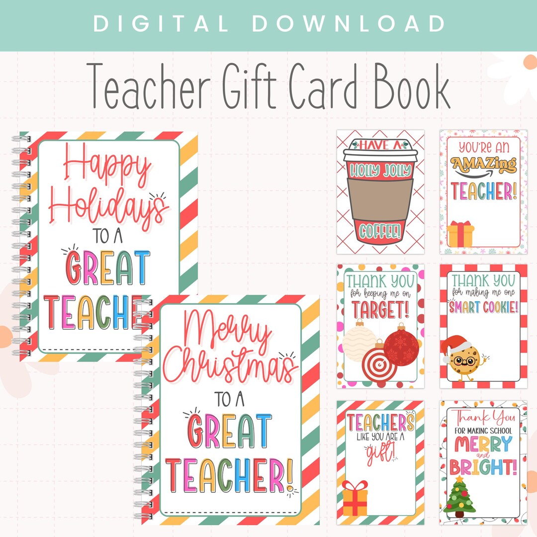 Printable Christmas Teacher Gift Card Holder | School Staff Principal ...