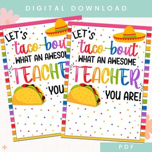 Printable Taco Teacher Appreciation Gift Card Holder | Teacher ...