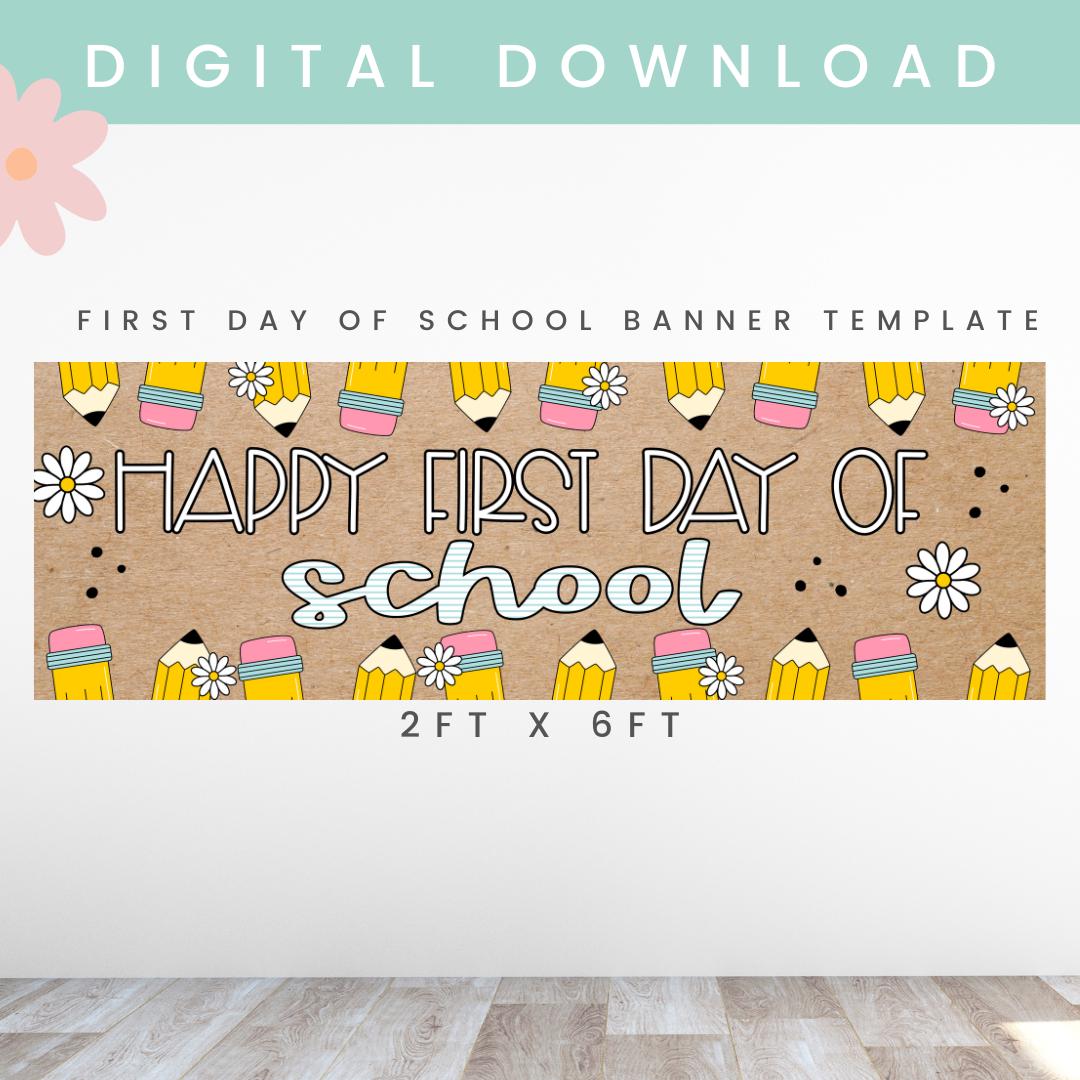 First Day of School Banner | Back to School Banner Brown Paper Banner ...