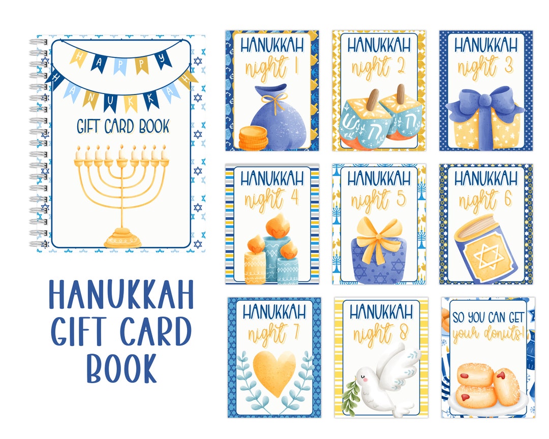 Printable Happy Hanukkah Gift Card Book 8 Nights of Hanukkah Gifts ...