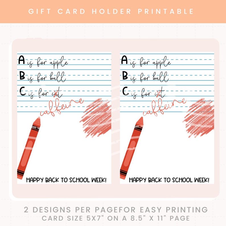 Printable Welcome Back Teacher Back to School Gift Card Holder | First ...