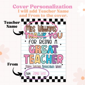Printed Personalized Teacher Appreciation Gift Card Book | School Staff ...
