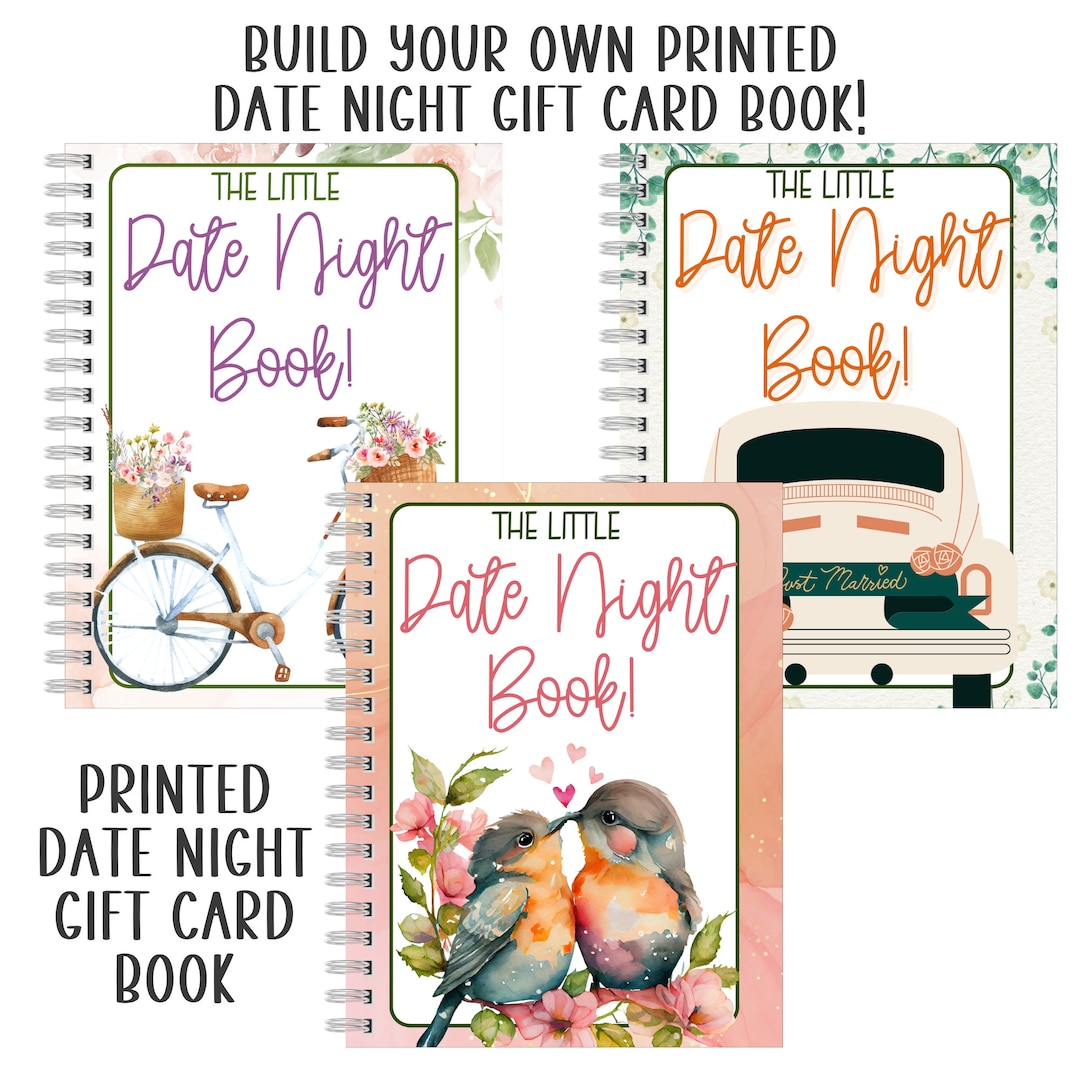 Printed Date Night Gift Card Book Wedding Gift Anniversary Gift First ...