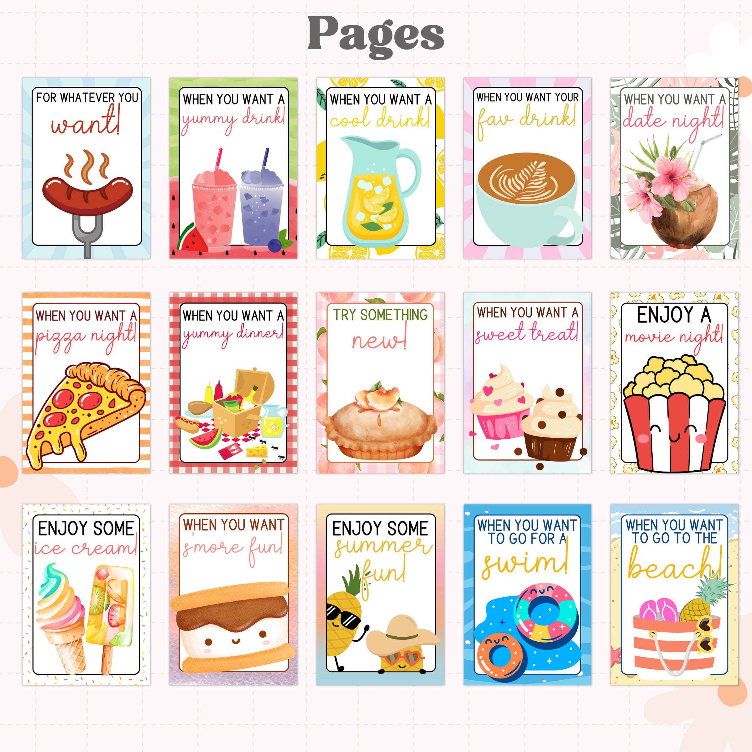 Printable Summer Gift Card Book | Summer Teacher Gifts | Summer College ...
