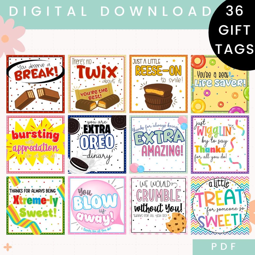 Printable 36 Appreciation Gift Tags | Teacher Gift Tags | Employee Gift ...