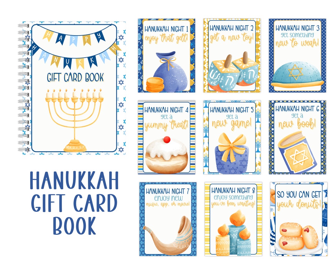 Printable Happy Hanukkah Gift Card Book | 8 Nights of Hanukkah Gifts ...