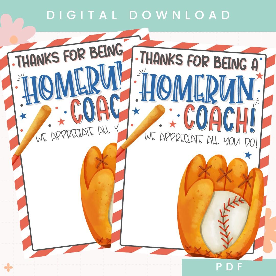 Printable Baseball Coach Gift Card Holder | Coach Appreciation Gift ...
