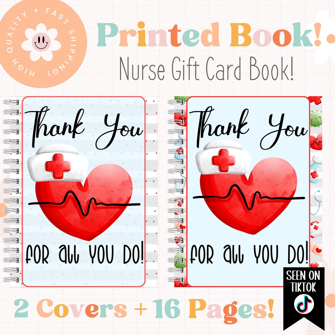 Printed Nurse Gift Card Book | Nurse Appreciation Gifts | Healthcare ...