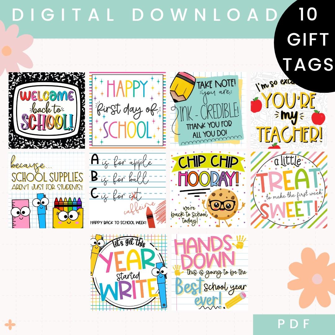 Printable 10 Teacher Back to School Gift Tags | Teacher Gift Tags ...