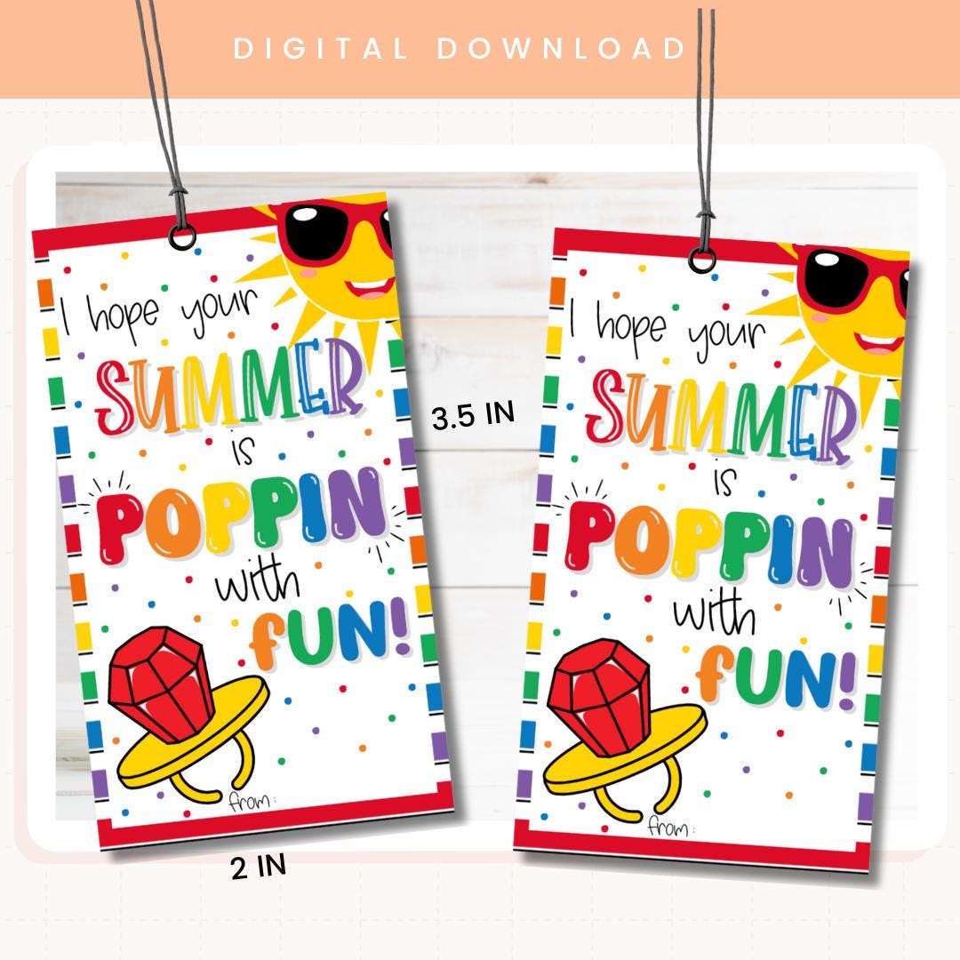 Printable Candy Ring Summer Gift Tags | Editable Gift Tag | End of the ...