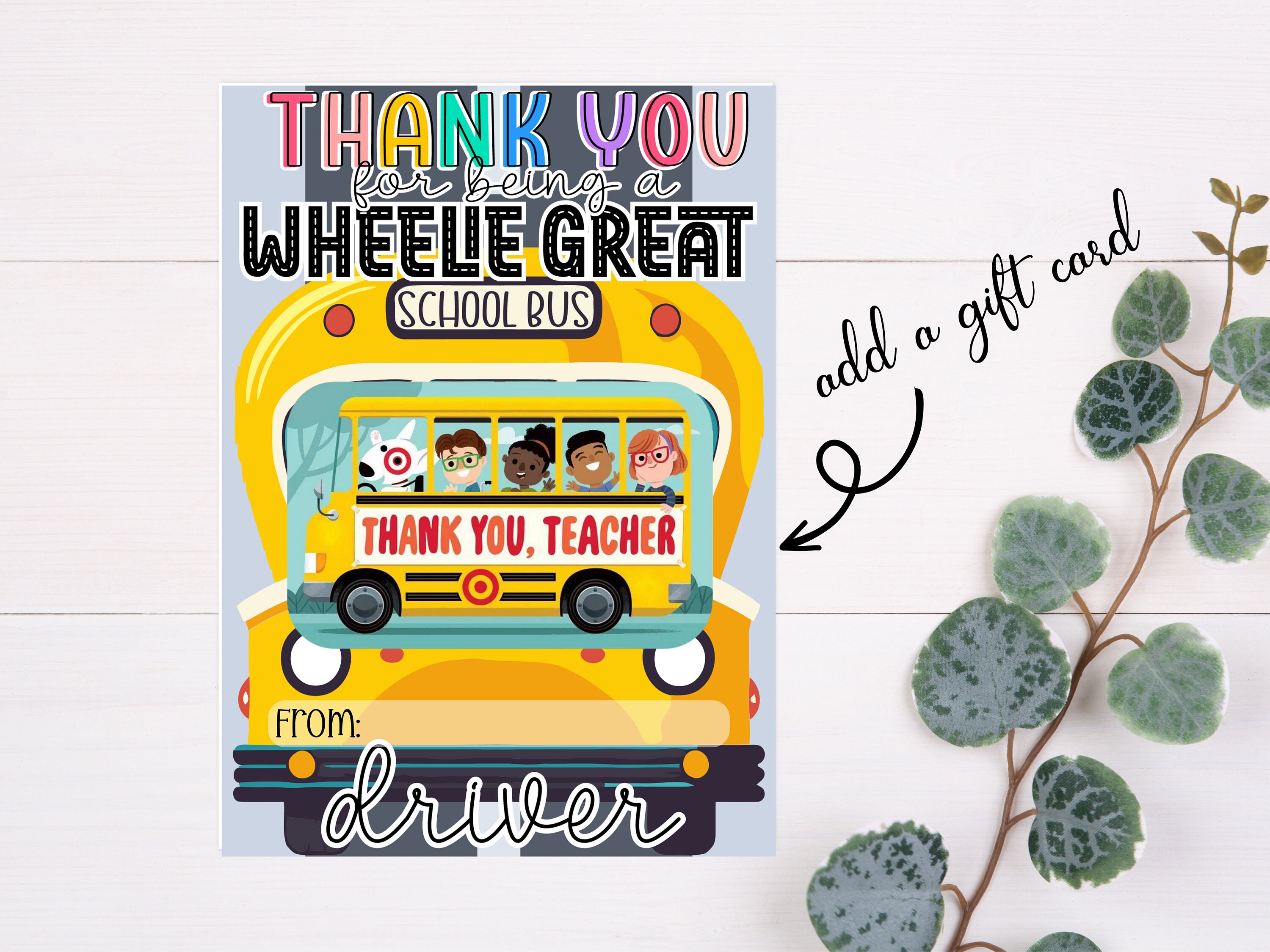 Printable School Bus Driver Gift Card Holder School Bus - Etsy