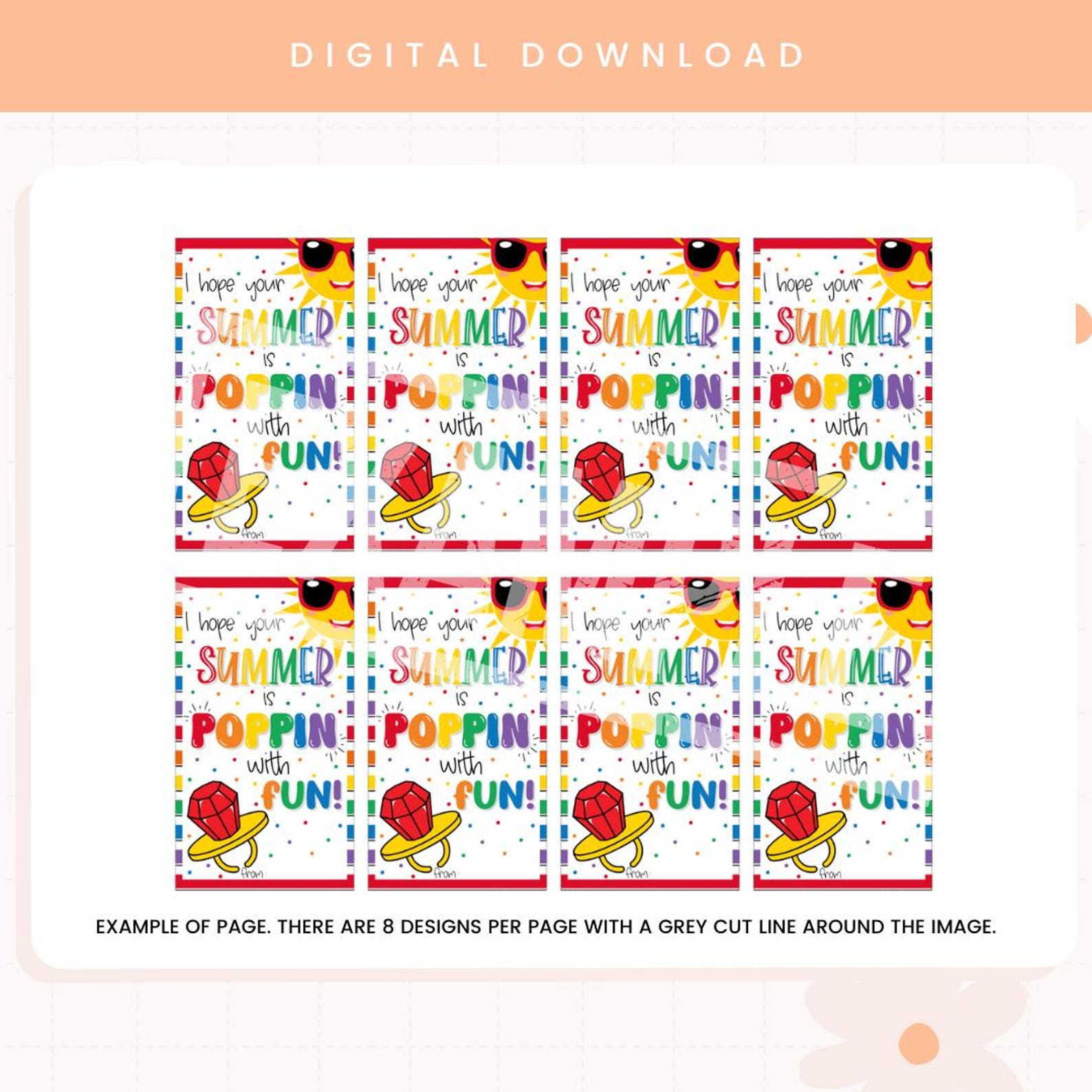 Printable Candy Ring Summer Gift Tags | Editable Gift Tag | End of the ...