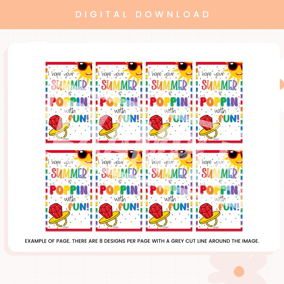 Printable Candy Ring Summer Gift Tags | Editable Gift Tag | End of the ...