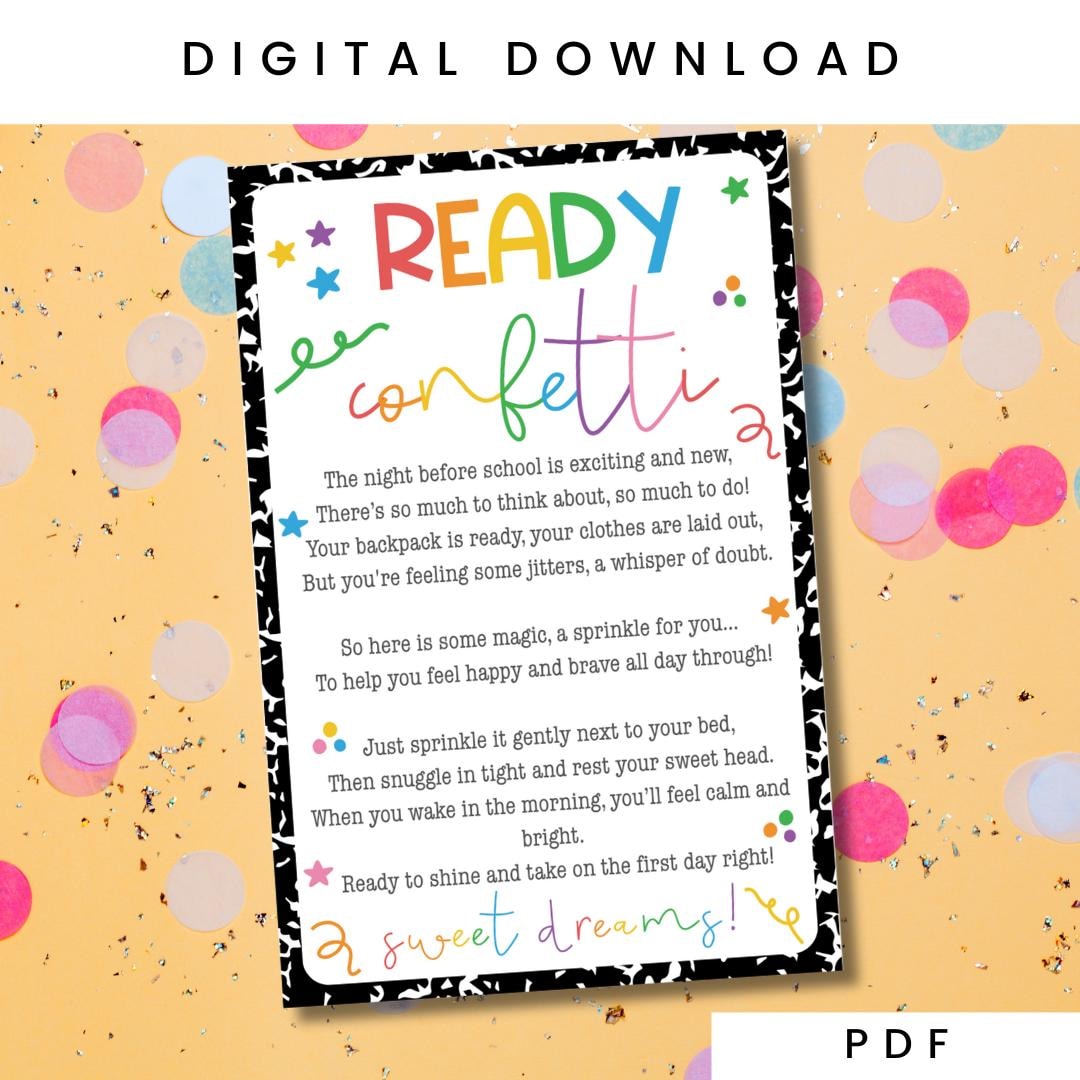 Ready Confetti for First Day of School | Back to School | Night Before ...