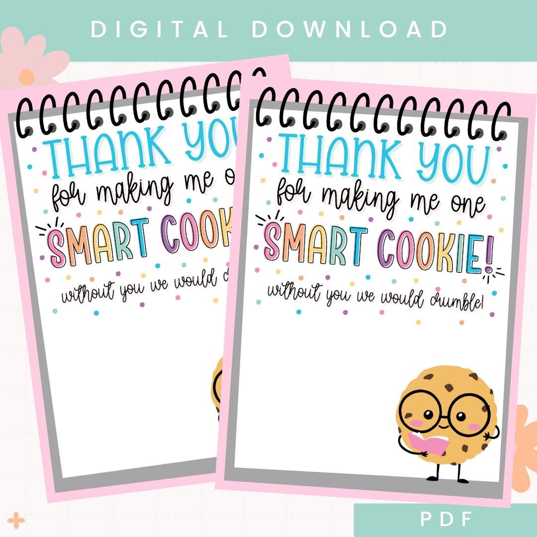 Printable Cookie Thank You Gift Card Holder | Teacher Appreciation ...