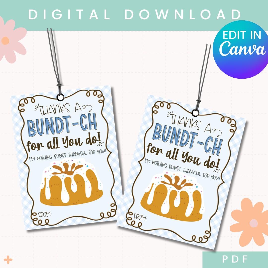 Printable Bundt Cake Gift Tags | Teacher Appreciation Week ...