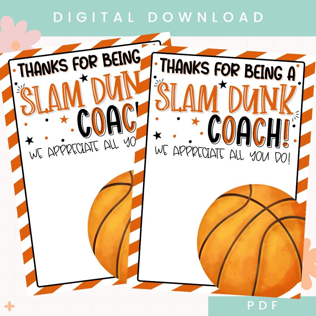 Printable Basketball Coach Gift Card Holder | Coach Appreciation Gift ...