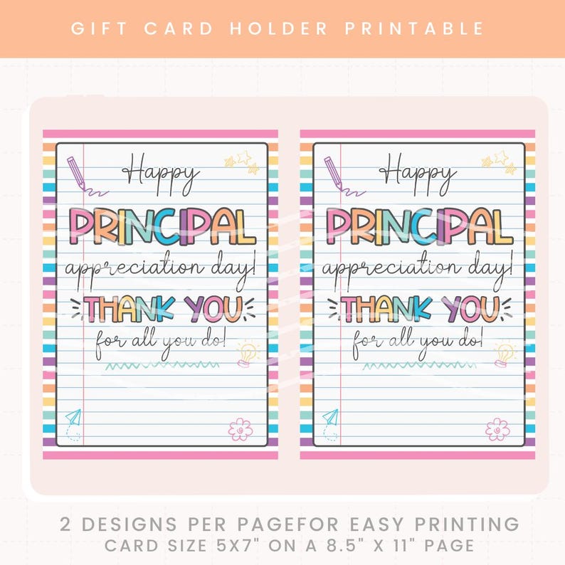 Printable Principal Appreciation Gift Card Holder | Principal ...