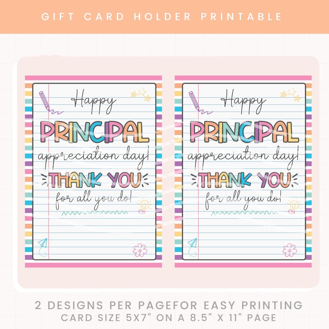 Printable Principal Appreciation Gift Card Holder | Principal ...