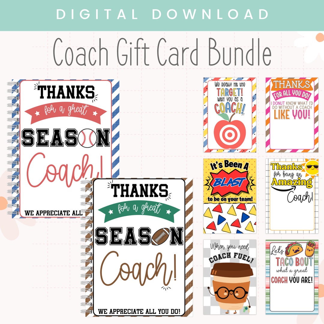 Printable Coach Gift Card Holder Bundle | Coach Appreciation Gift | End ...