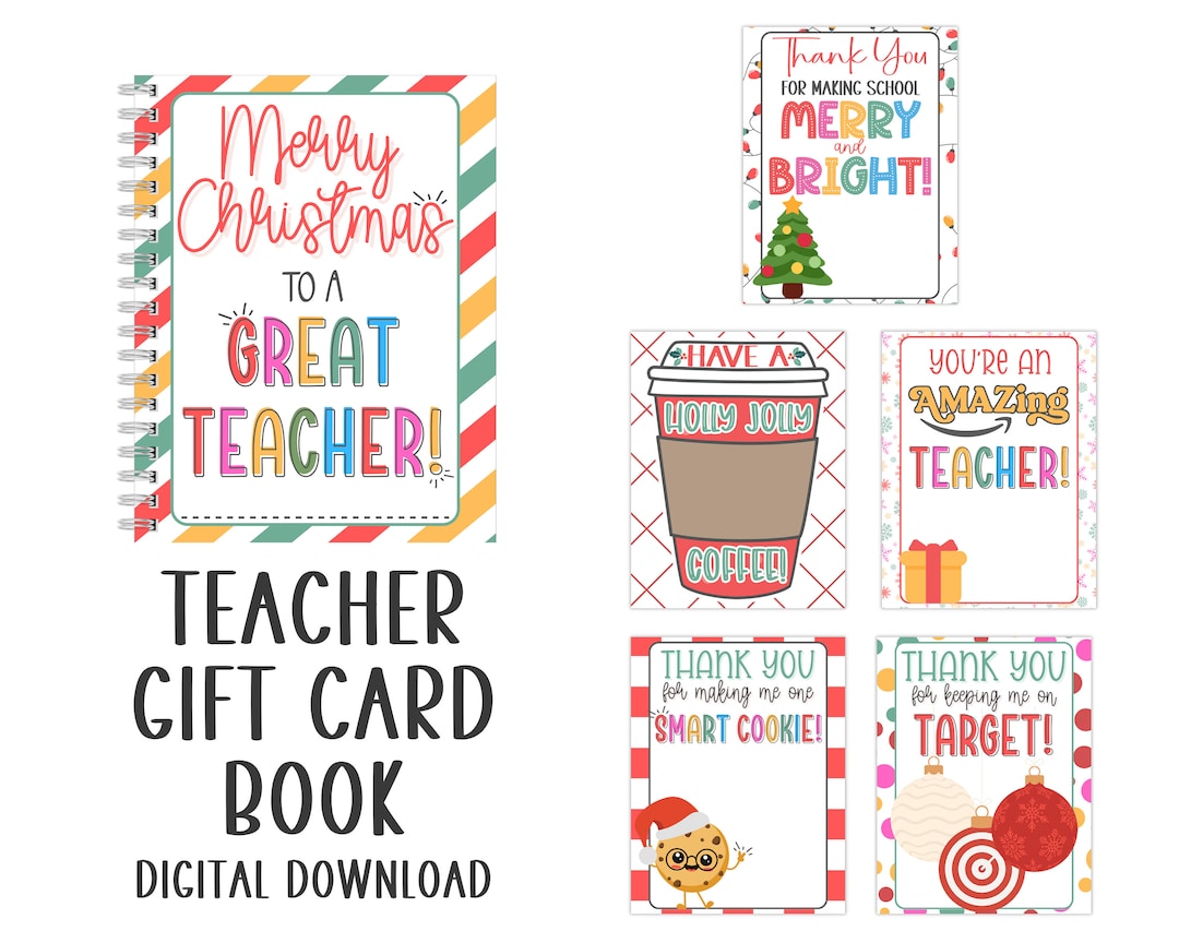 Printable Christmas Teacher Gift Card Holder School Staff Principal ...