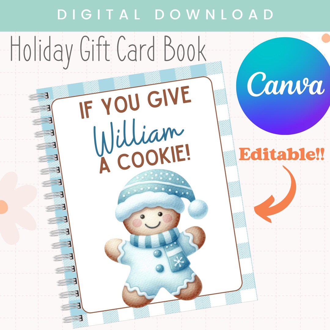 Printable Christmas If You Give A Cookie Gift Card Book | Teacher ...