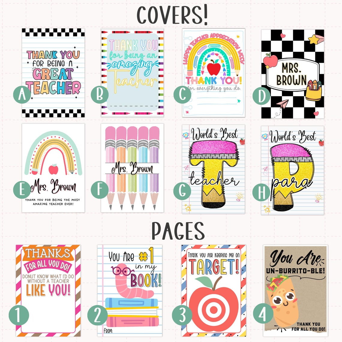 Printed Teacher Gift Card Book | Teacher Appreciation Week | Teacher ...