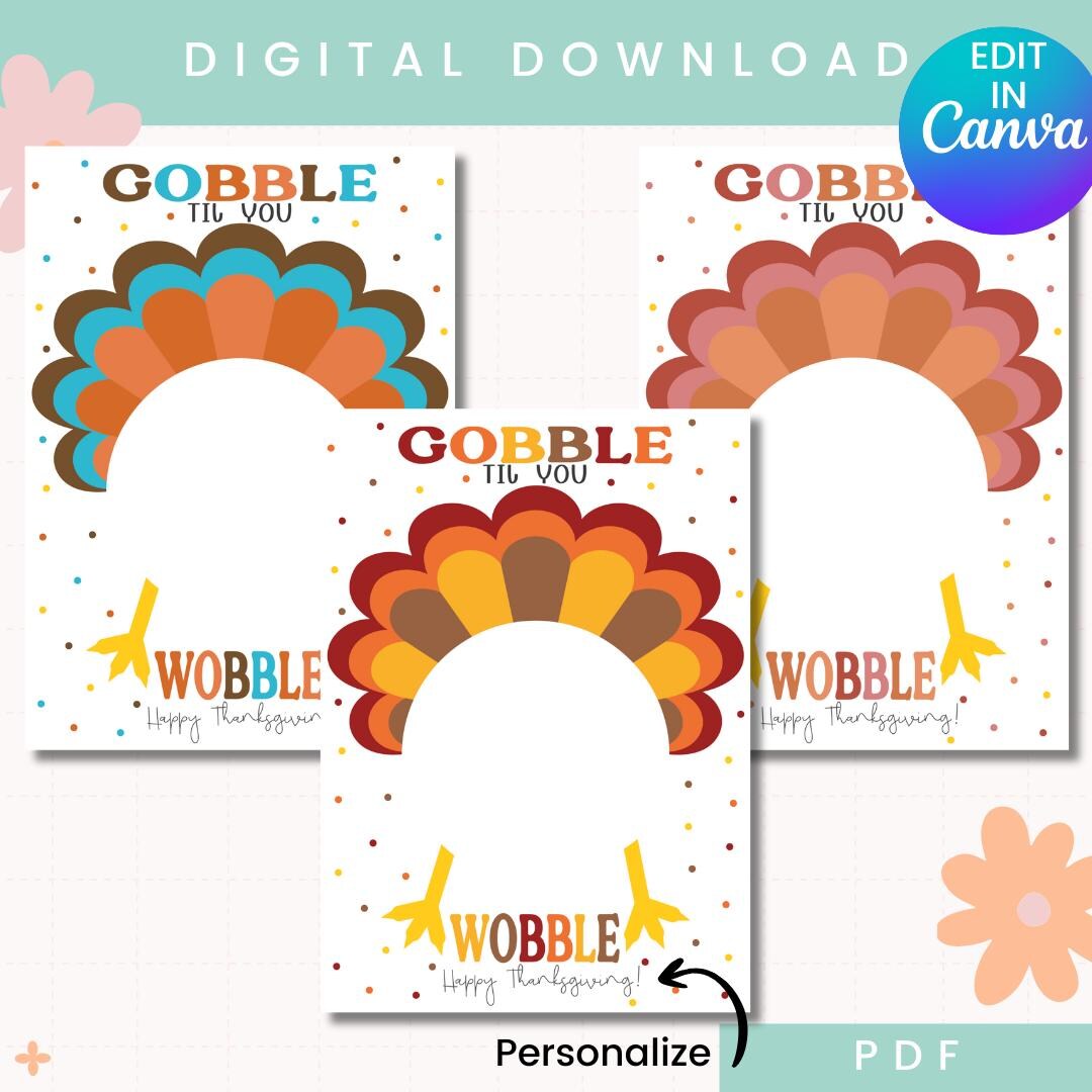 Gobble Till You Wobble Tags | Thanksgiving Treat Tag | Snack Cake Gift ...