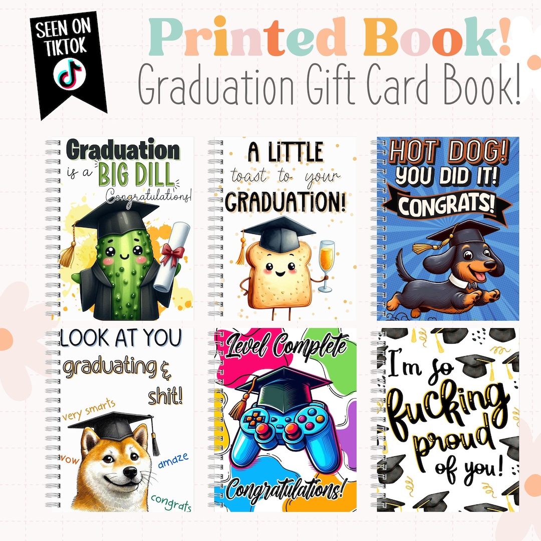 Printed Funny Graduation Gift Card Book | College Care Package | High ...